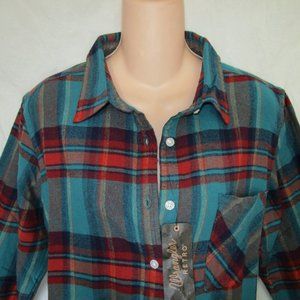 Wrangler | Tops | Wrangler Retro Teal Rust Plaid Flannel Shirt | Poshmark